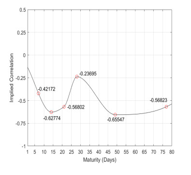 The term structure of implied correlations between S&P and VIX markets