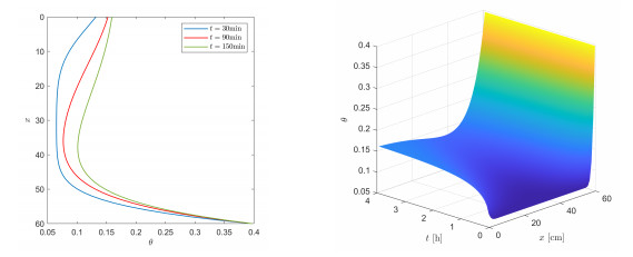 Rainfall infiltration: Direct and inverse problems on a linear ...