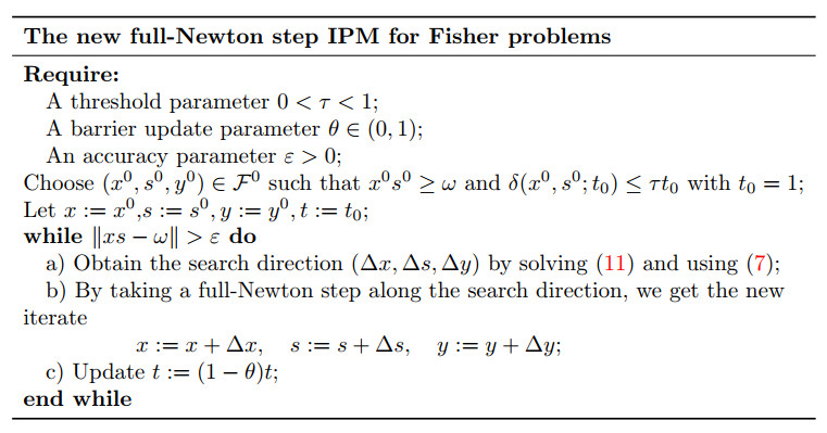 The new full-Newton step interior-point algorithm for the Fisher market ...